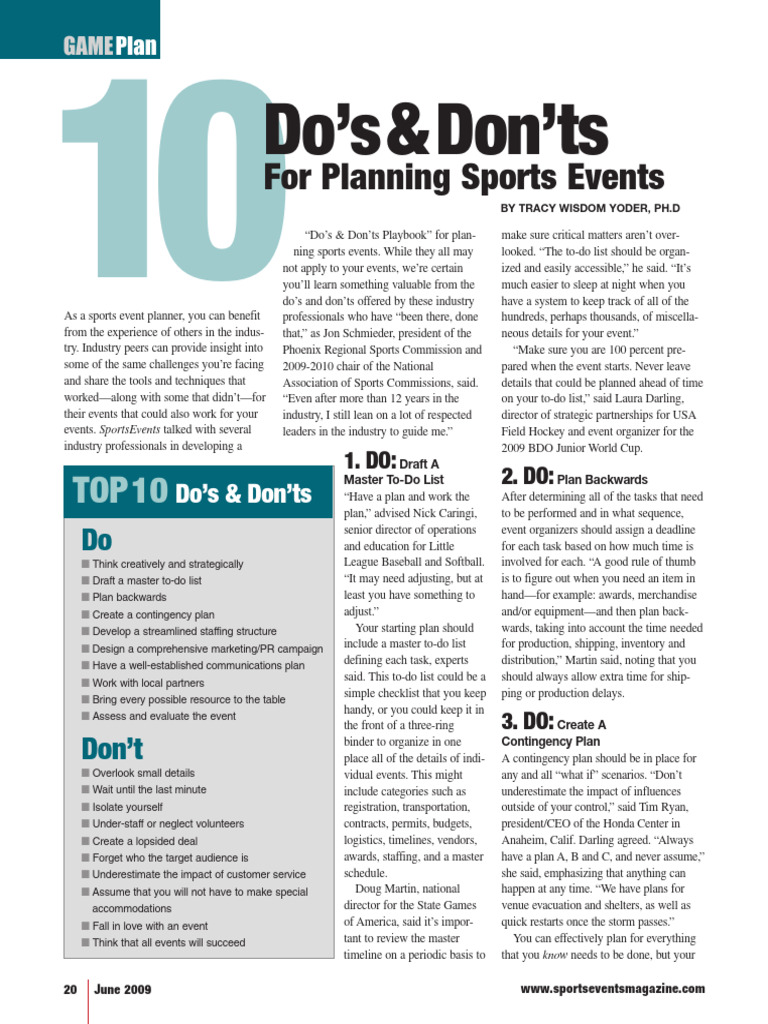 Sports Event Planning Tips | PDF