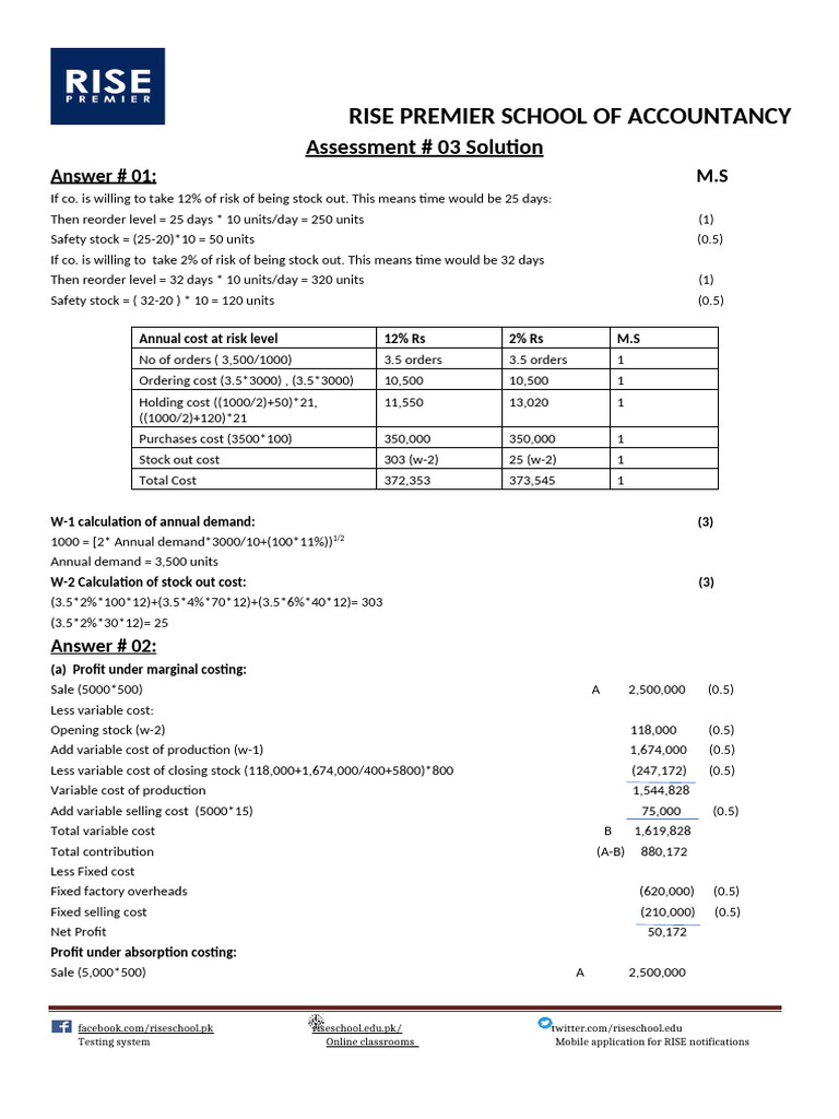 Assessment 02 Solution | PDF | Cost Of Goods Sold | Cost