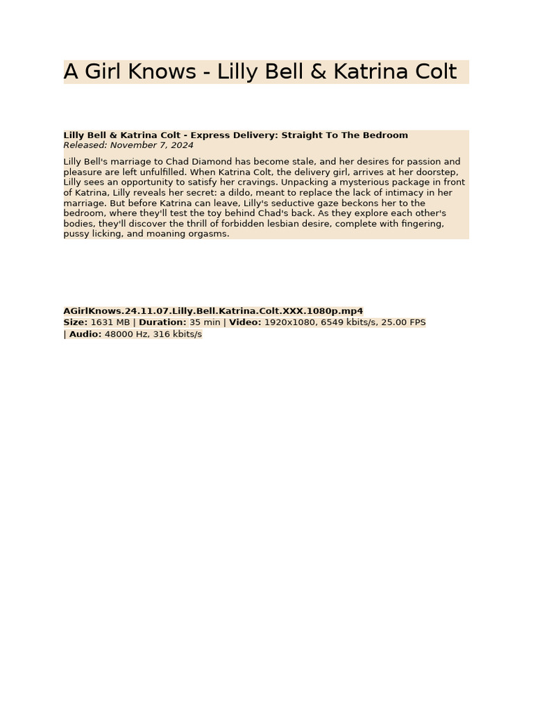 A Girl Knows - Lilly Bell & Katrina Colt | PDF