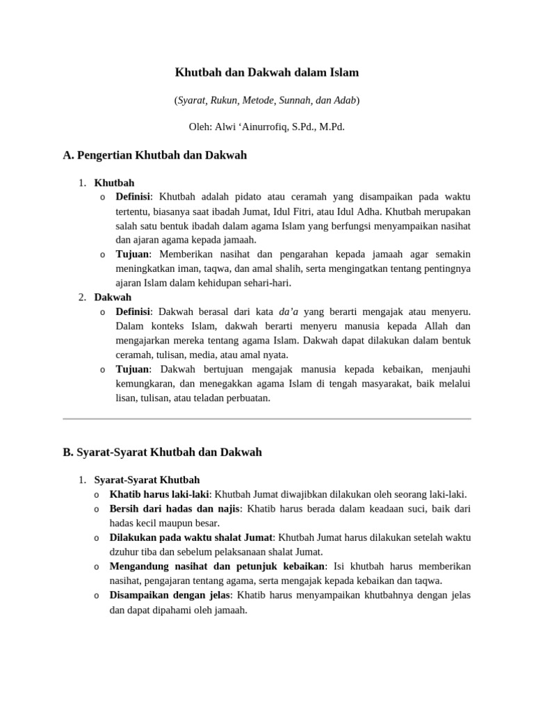 Materi Khutbah Dakwah Dan Tabligh | PDF