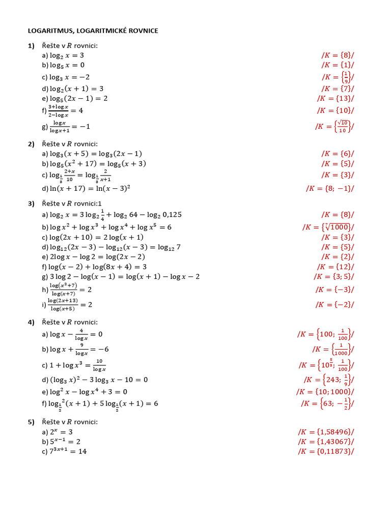 Logaritmus Logaritmicka Rovnice | PDF