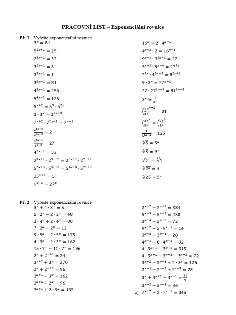 Exponencialni Rovnice | PDF