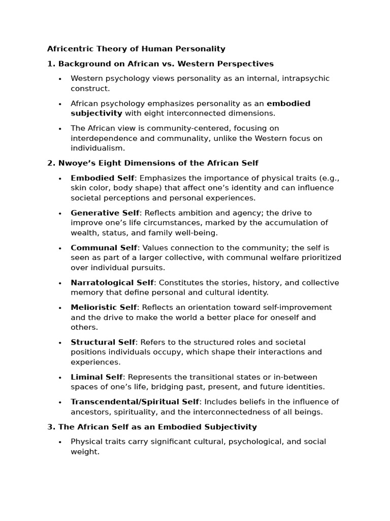 Nwoye's Embodied Theory of African Self | PDF | Identity (Social ...