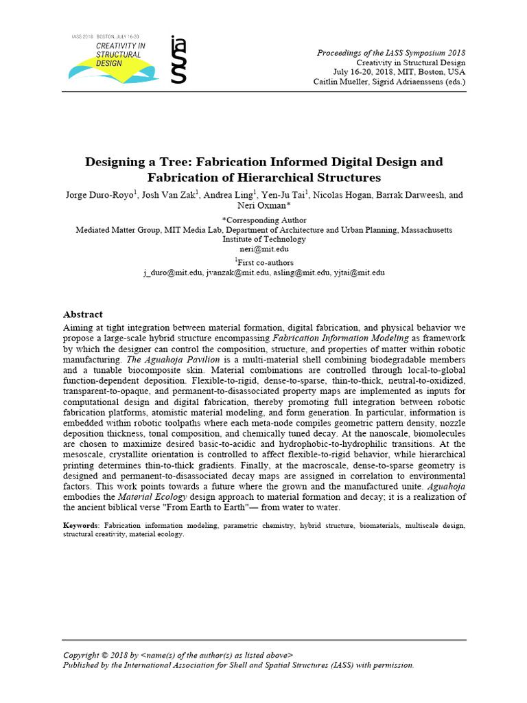 Designing A Tree. Fabrication Informed Digital Design and Fabrication ...