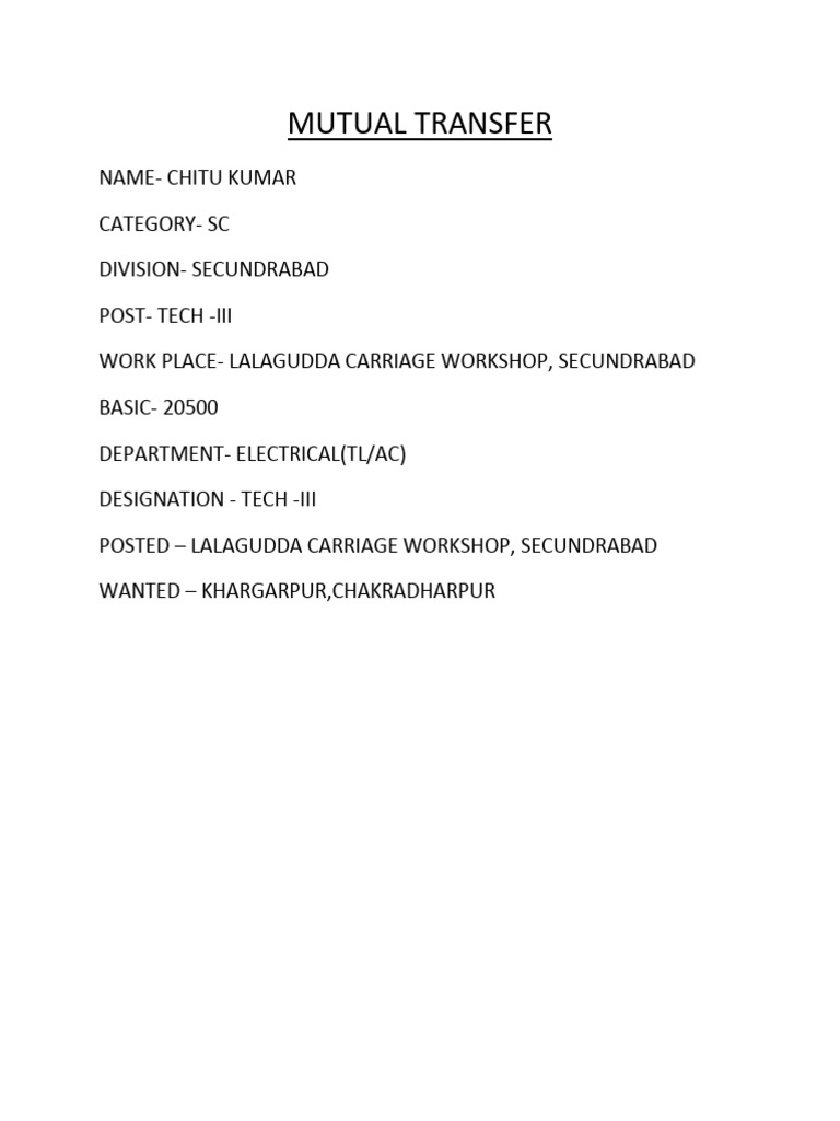 Mutual Transfer | PDF | Science & Mathematics | Technology & Engineering