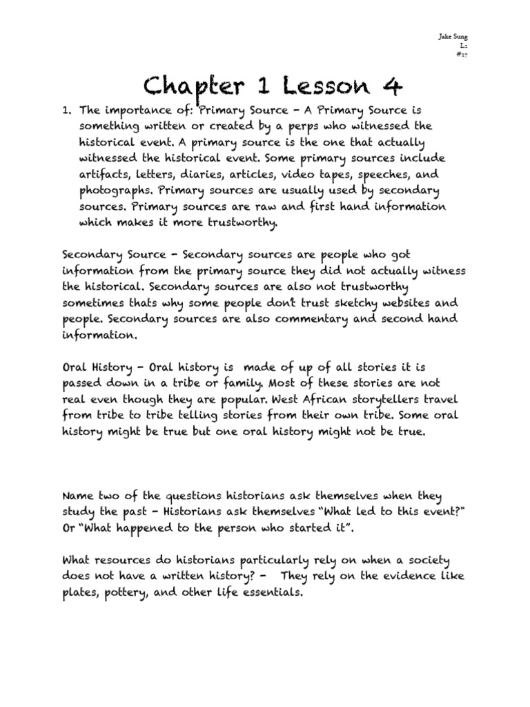 Chapter 1 Lesson 4 History | PDF | Oral History | Liberal Arts Education