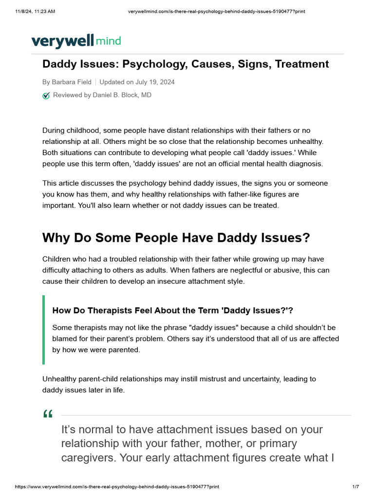 Understanding Daddy Issues | PDF | Child Abuse | Attachment Theory