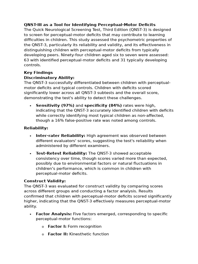 QNST 3 | PDF | Occupational Therapy | Validity (Statistics)