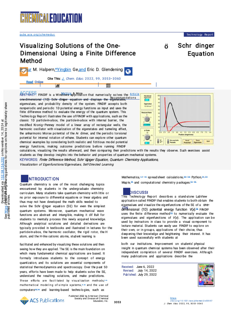 Visualizing Solutions Of The One Dimensional Using A Finite Difference Method Pdf Quantum