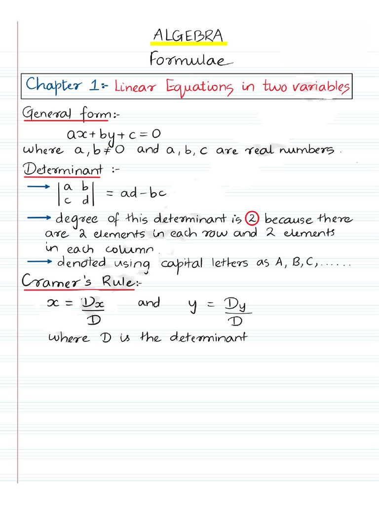Algebra Formulae | PDF