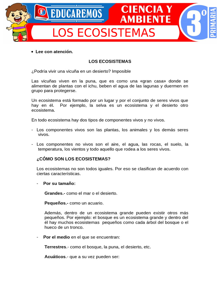 Los Ecosistemas para Tercer Grado de Primaria | PDF | Ecosistema | Desierto