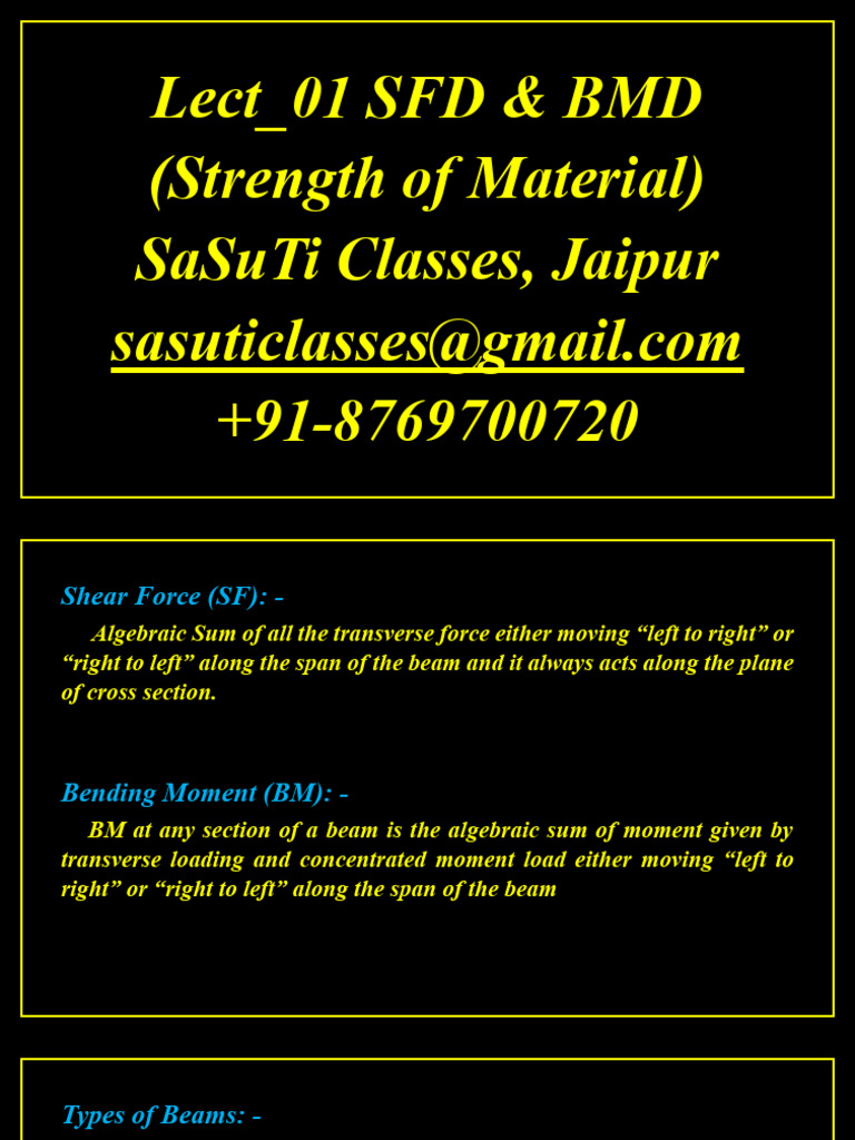 SFD and BMD (SOM) Part 1 | PDF | Bending | Beam (Structure)