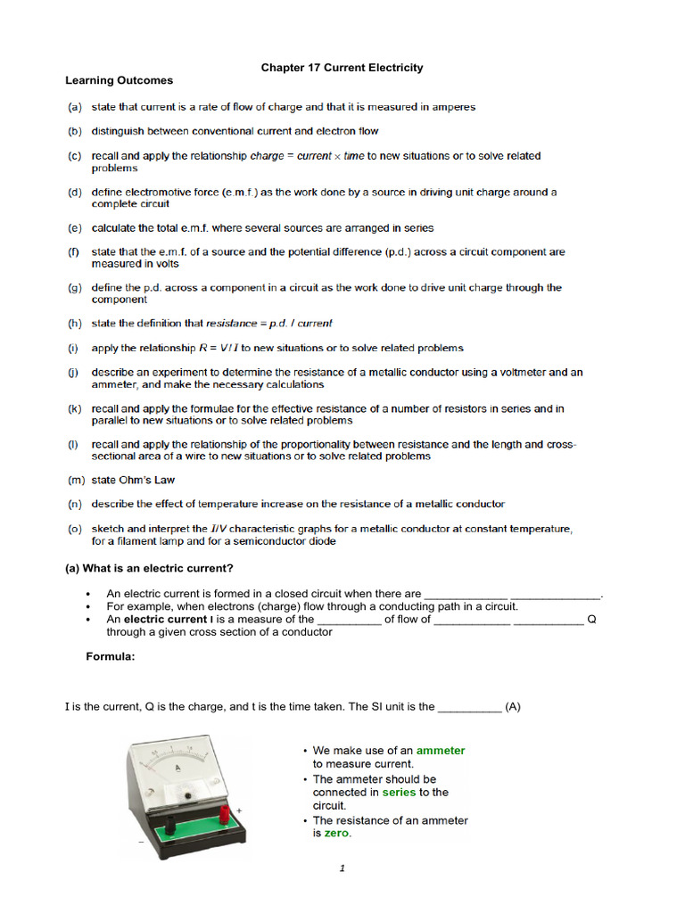 Understanding Electric Current Basics | PDF | Electrical Resistance And ...