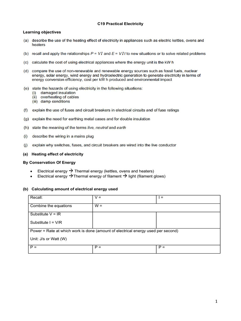 c19 Practical Electricity Compressed | PDF | Fuse (Electrical) | Renewable Energy