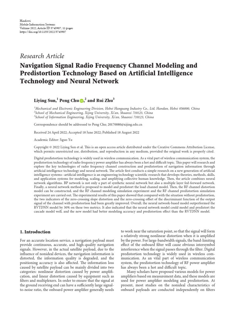 Navigation Signal Radio Frequency Channel Modeling | PDF | Artificial ...