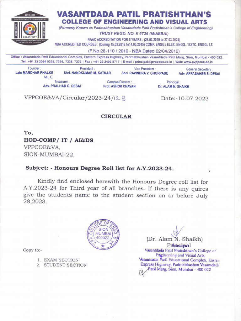 Honours Degree List 2023 24 | PDF