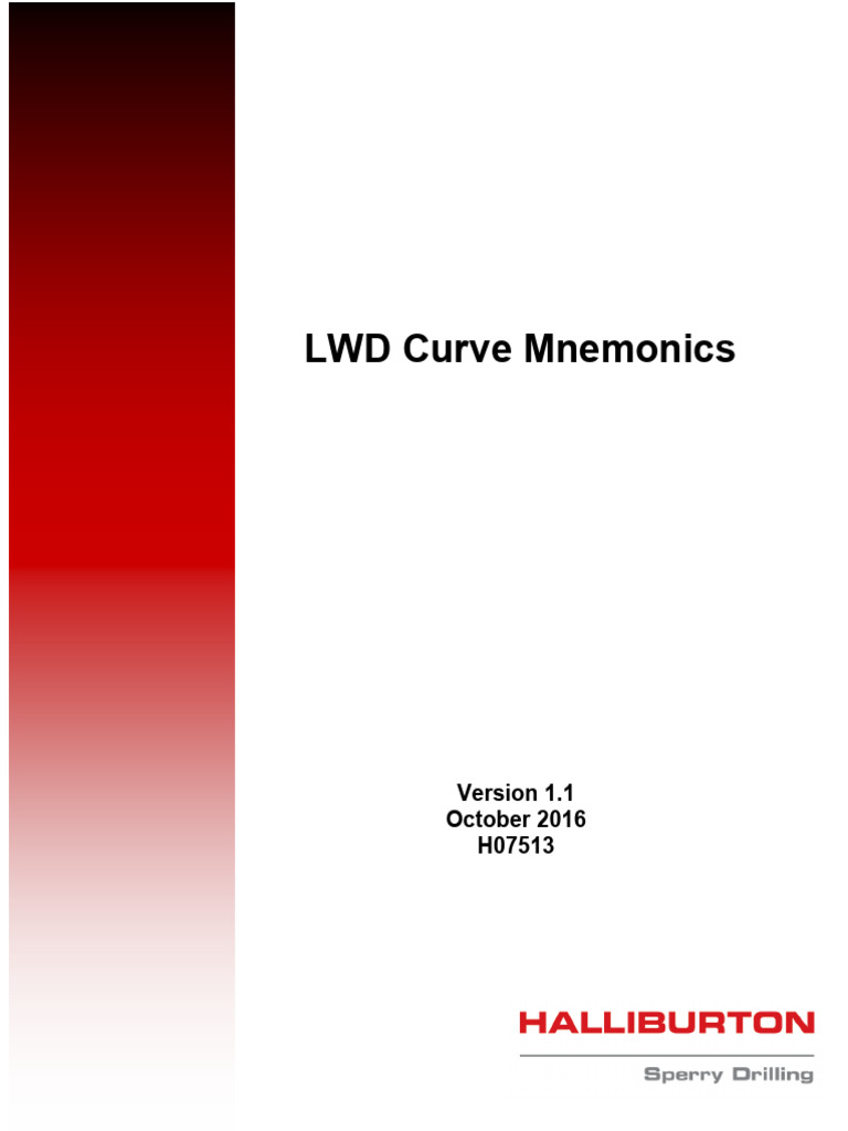 H07513 LWD Curve Mnemonics | PDF | Waves | Gamma Ray