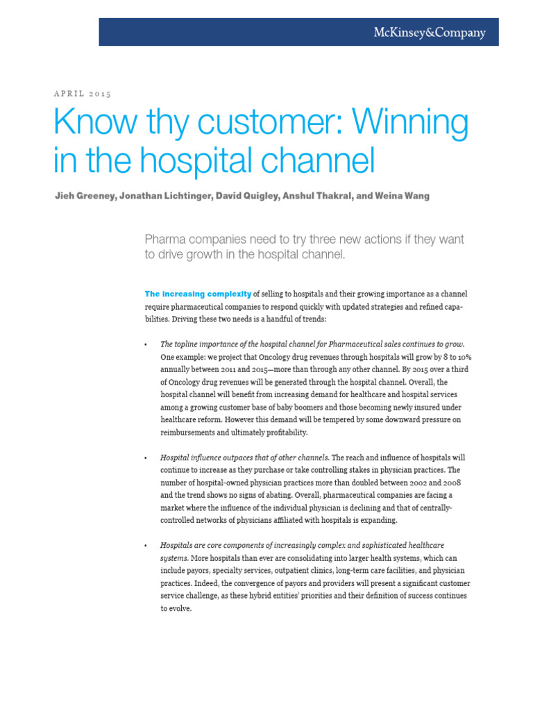 2015 McKinsey Know Thy Customer - Winning in The Hospital Channe | PDF ...