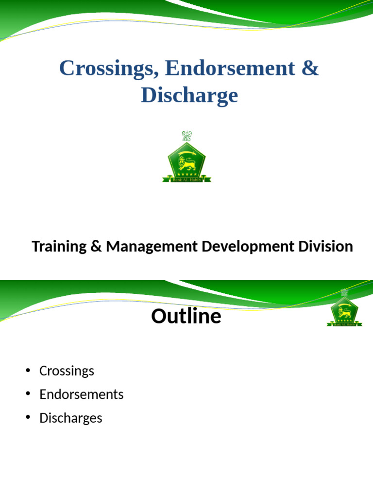 Cheque Crossings & Endorsements Guide | PDF | Payments | Negotiable ...