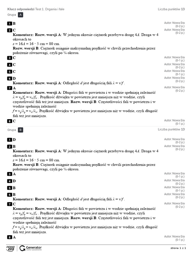 Klucz Odpowiedzi | PDF