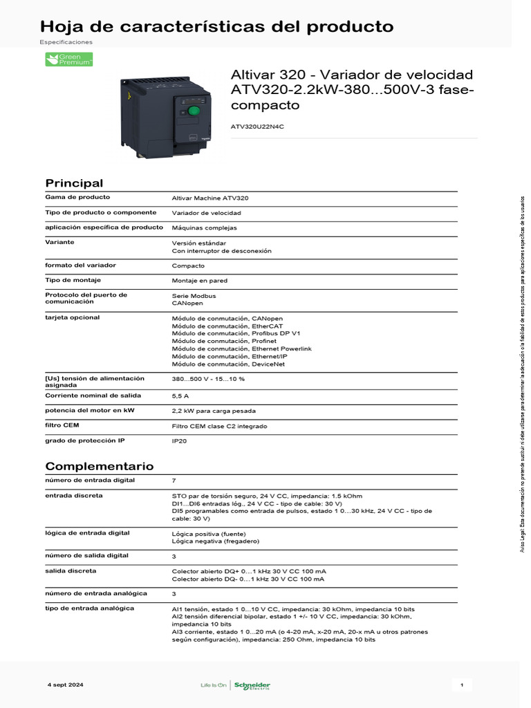 Manual Variador Altivar 320 ATV320U22N4C | PDF | Impedancia eléctrica ...