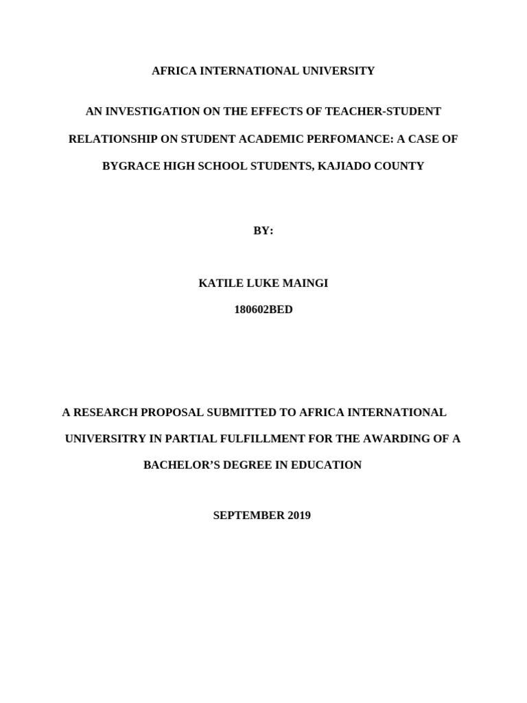 Maingi Katile Project 2019 | PDF | Teachers | Motivation