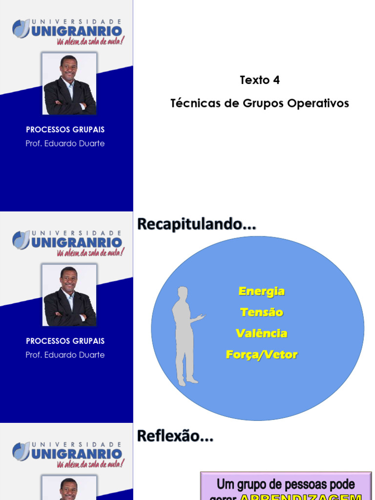 Técnicas de Grupos Operativos em Saúde | PDF | Tempo | Psicologia