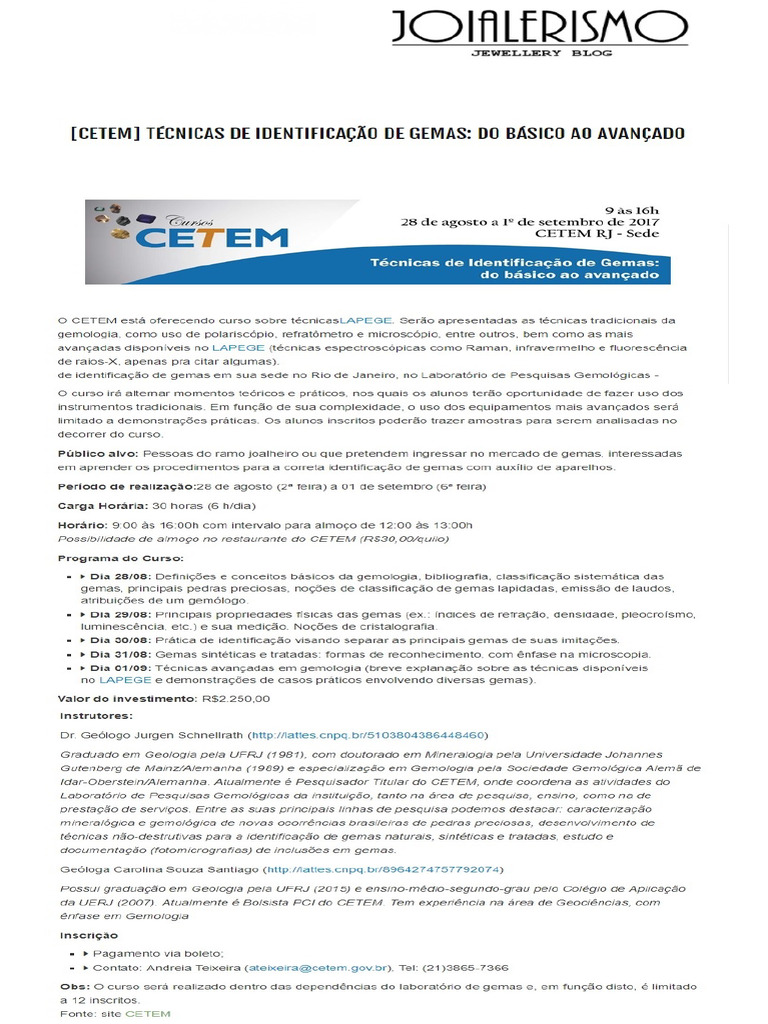 2017-07-24-Cetem Tecnicas de Identificacao de Gemas Do Basico Ao ...