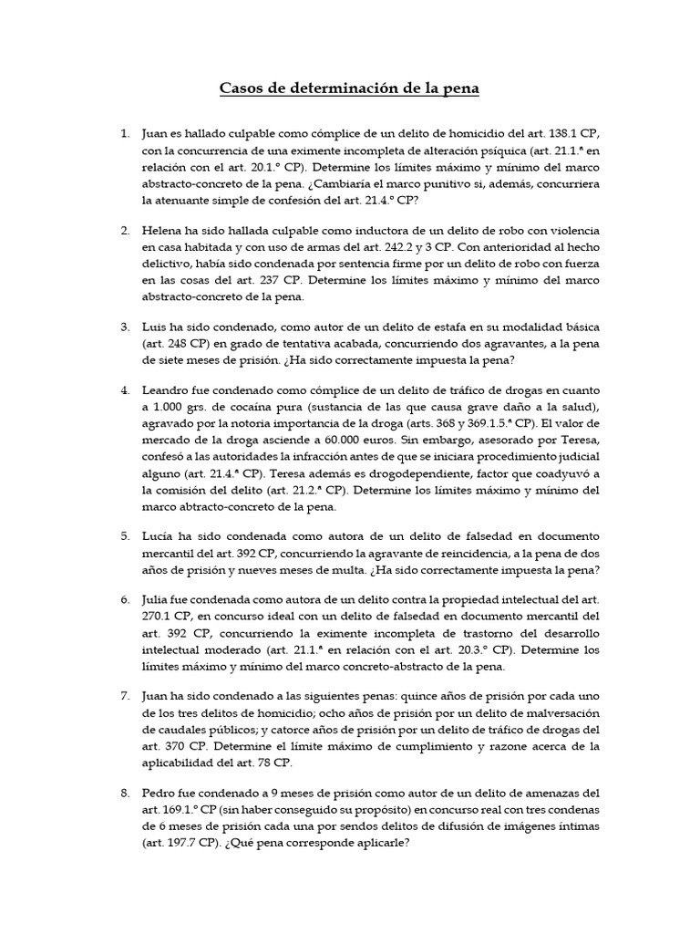 Análisis de Casos Penales y Penas | PDF | Robo | Castigos