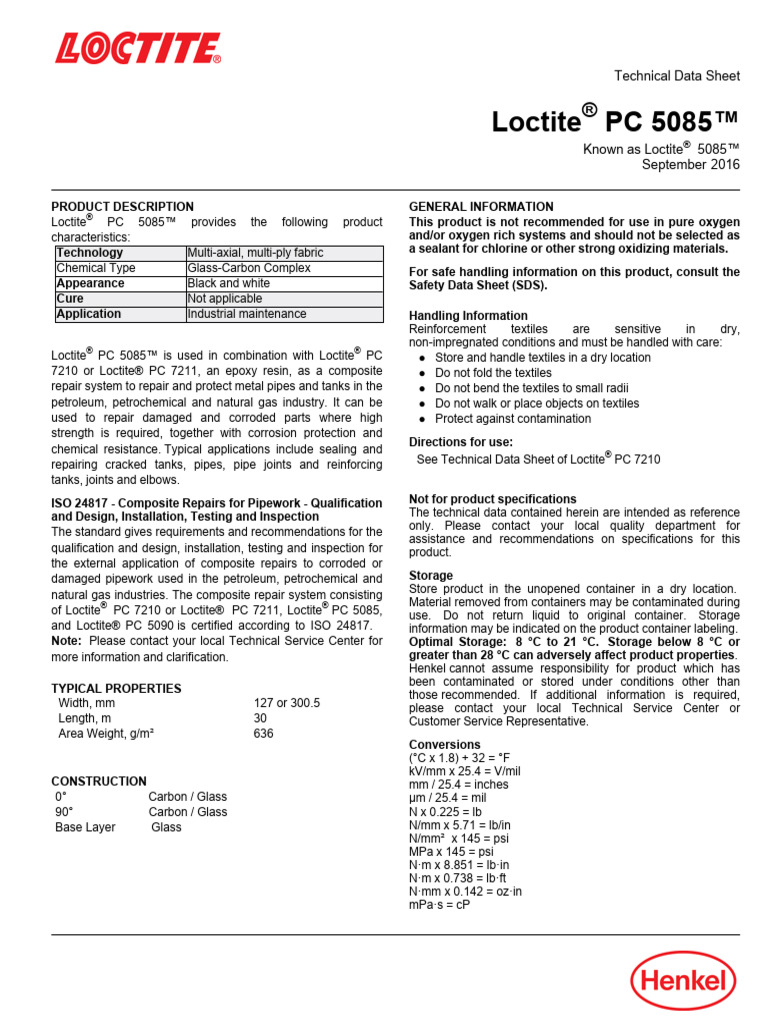 Loctite 5085 TDS | PDF | Corrosion | Pipe (Fluid Conveyance)