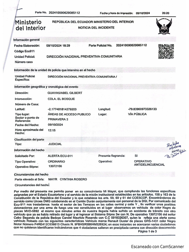 Parte Policial de Procedimiento de Felicitacion | PDF