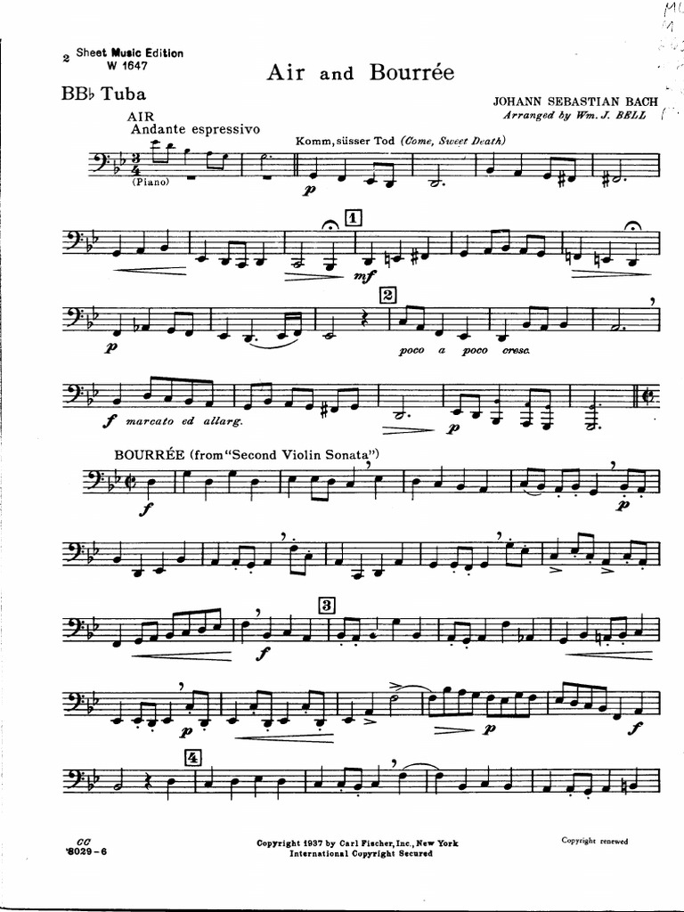 Bach, Johann Sebastian - Air and Bourree 2 | PDF