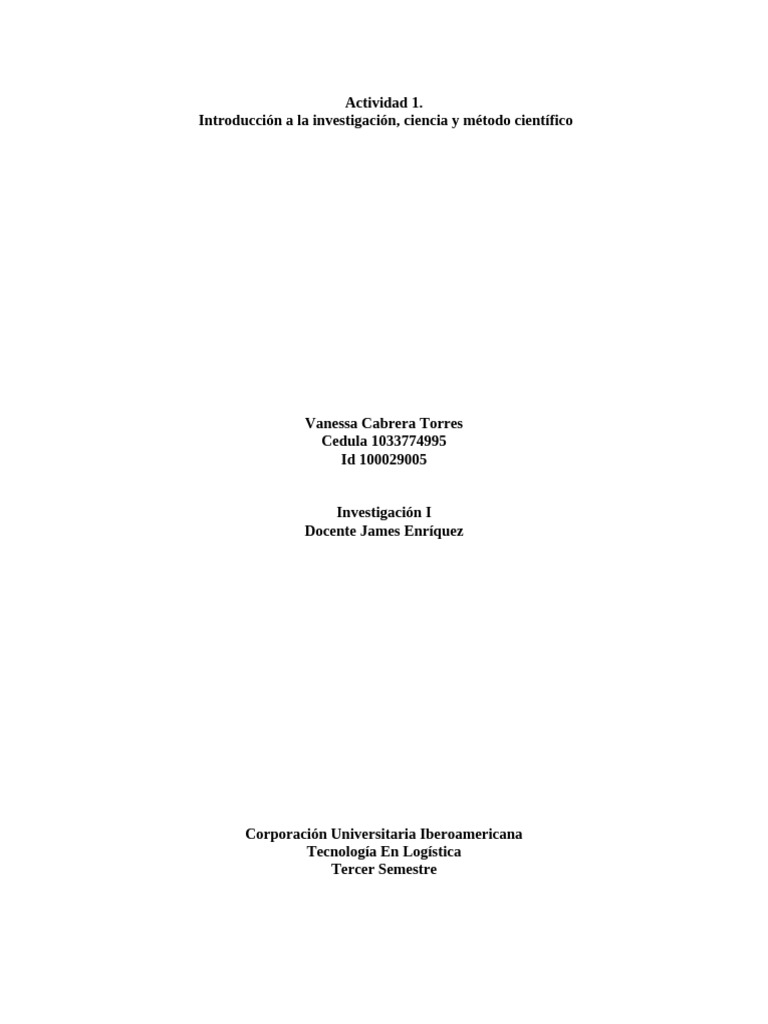 Actividad 1. Introducción A La Investigación, Ciencia y Método ...
