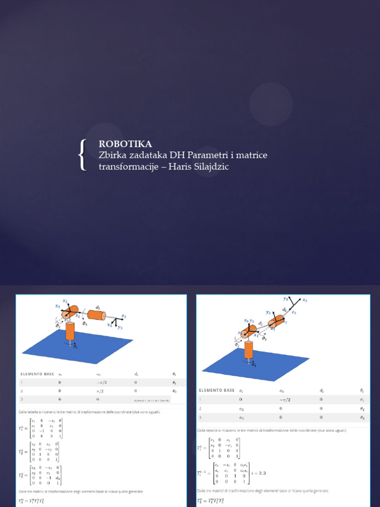 Zbirka Zadataka DH Parametri I Matrice Transformacije | PDF