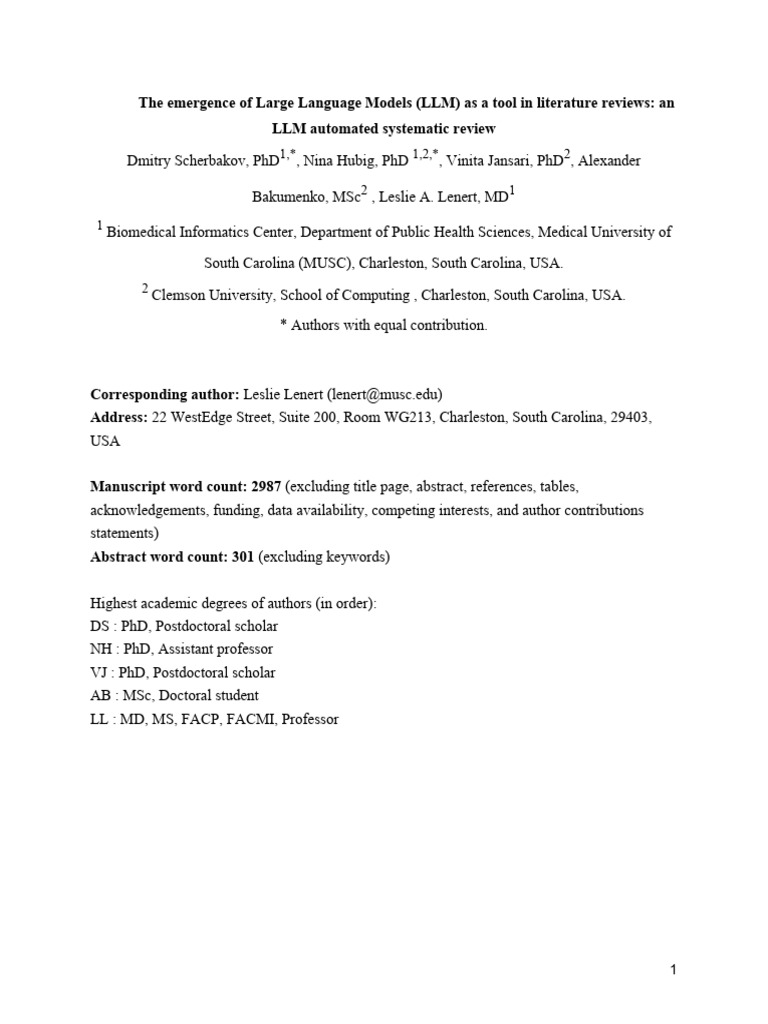 The Emergence of Large Language Models LLM As A To | PDF | Systematic ... The Emergence of Large Language Models LLM As A To | PDF | Systematic ...