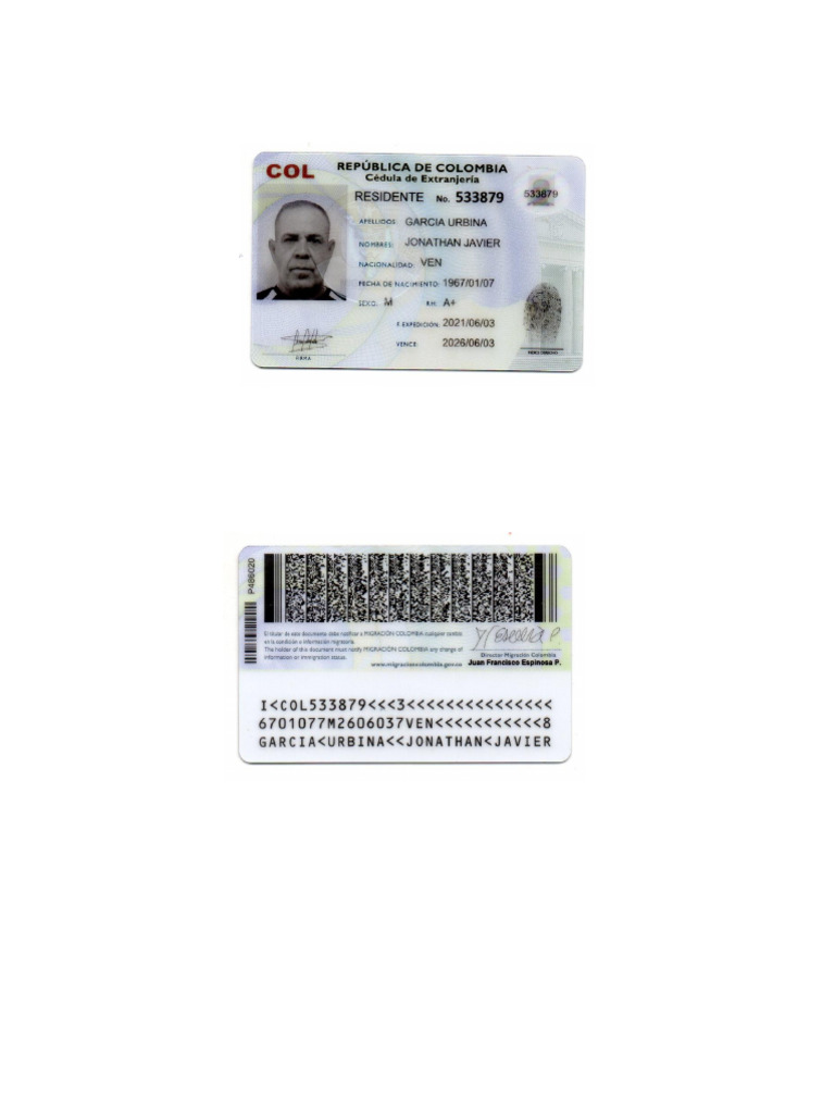 Cédula de Extranjería | PDF