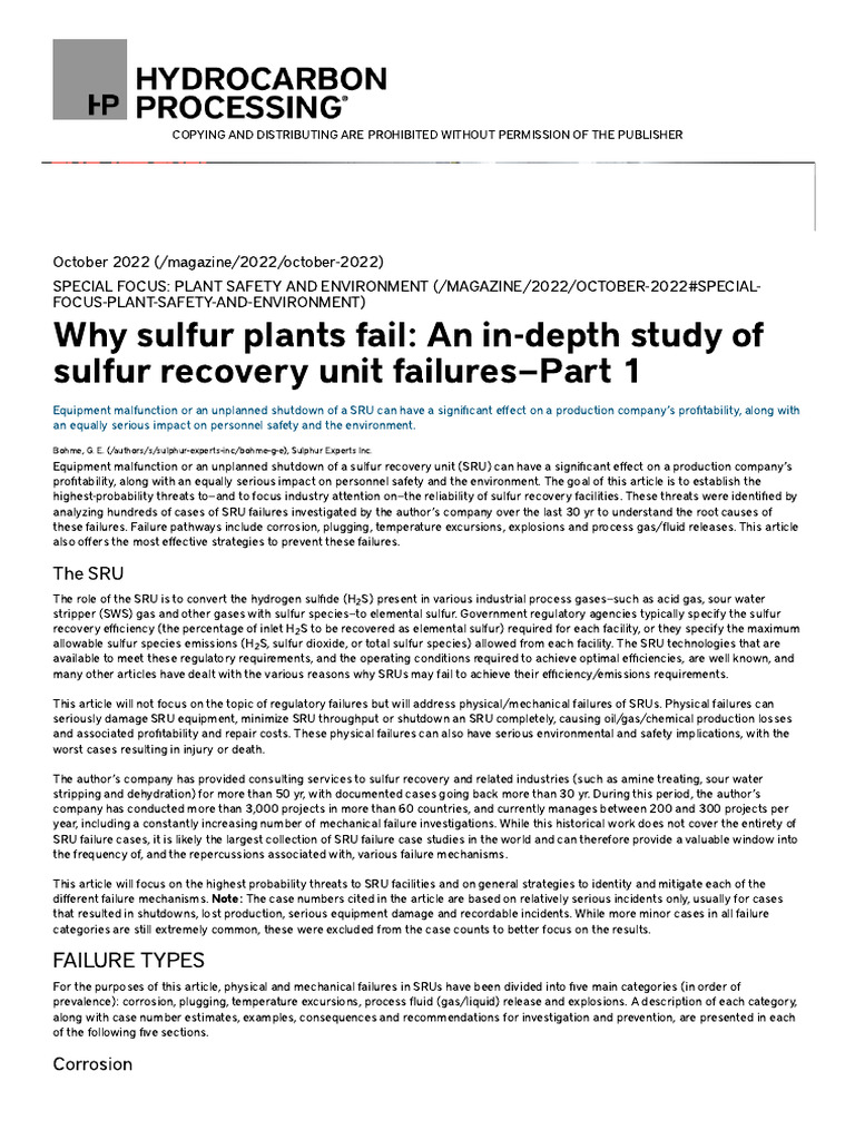 Understanding SRU Failures and Solutions | PDF | Corrosion | Refractory