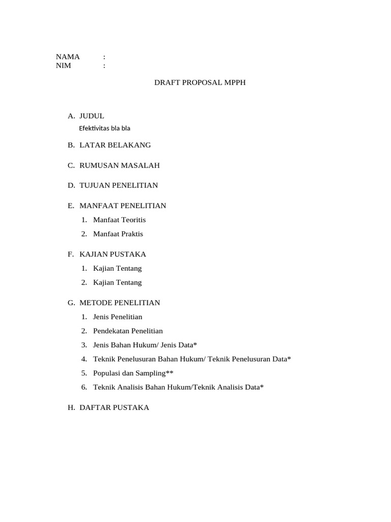 No Presensi - Draft Proposal MPPH - Nama Mahasiswa | PDF