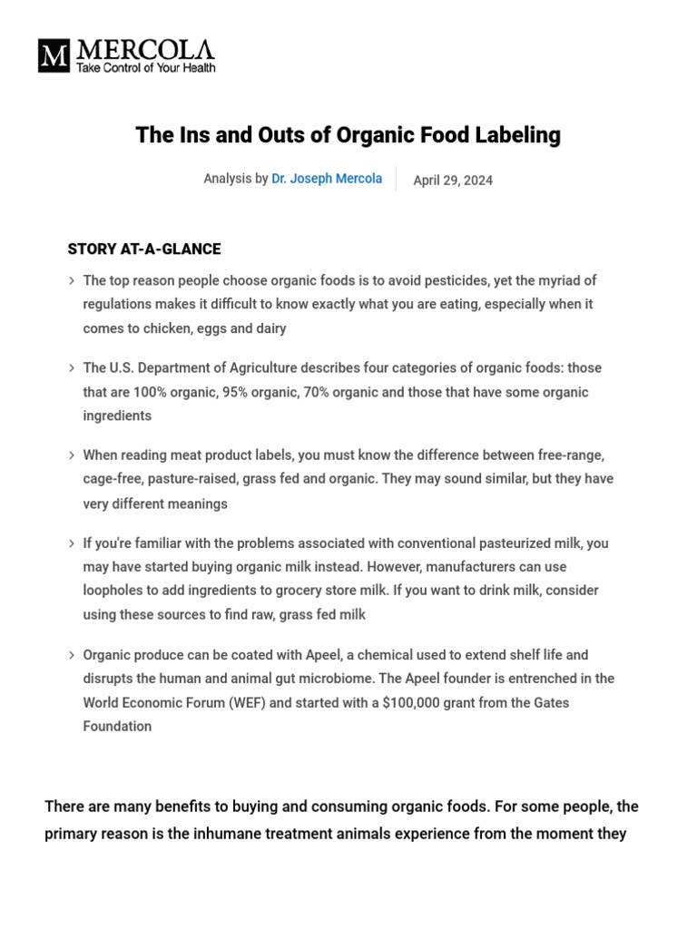 Organic Food Labeling PDF | PDF | Organic Foods | Food Industry
