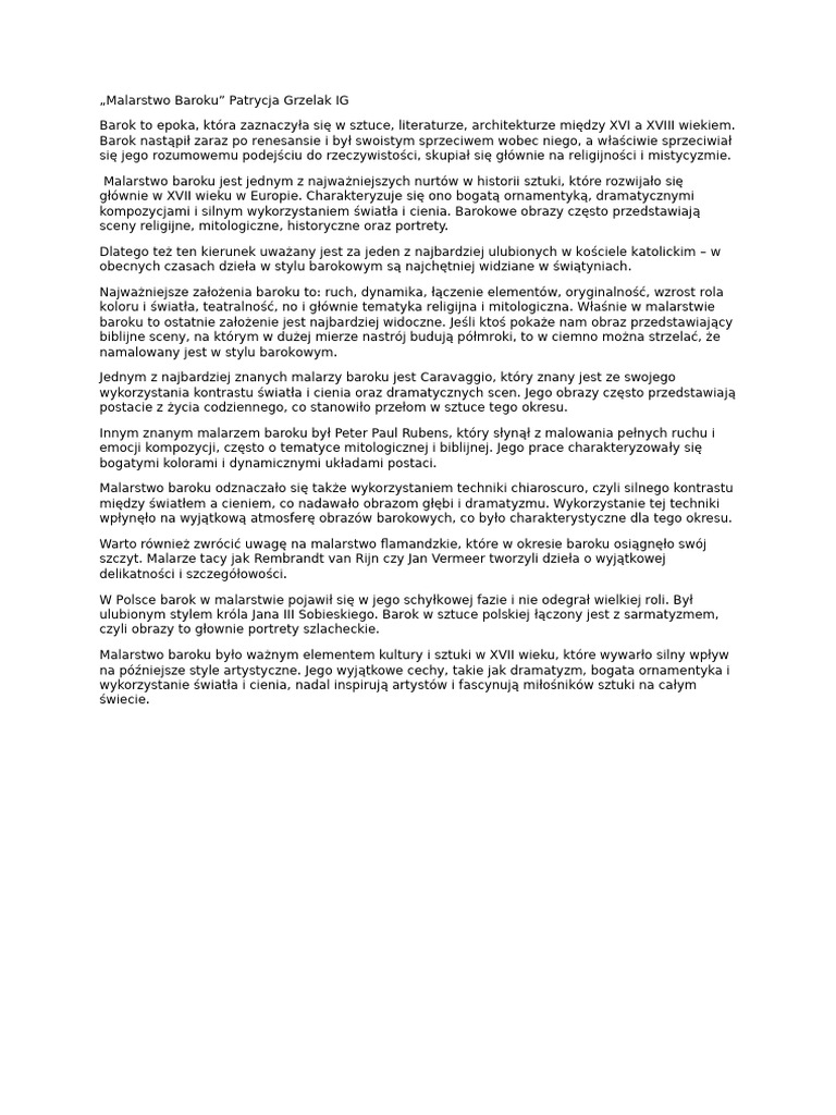 Malarstwo Baroku | PDF