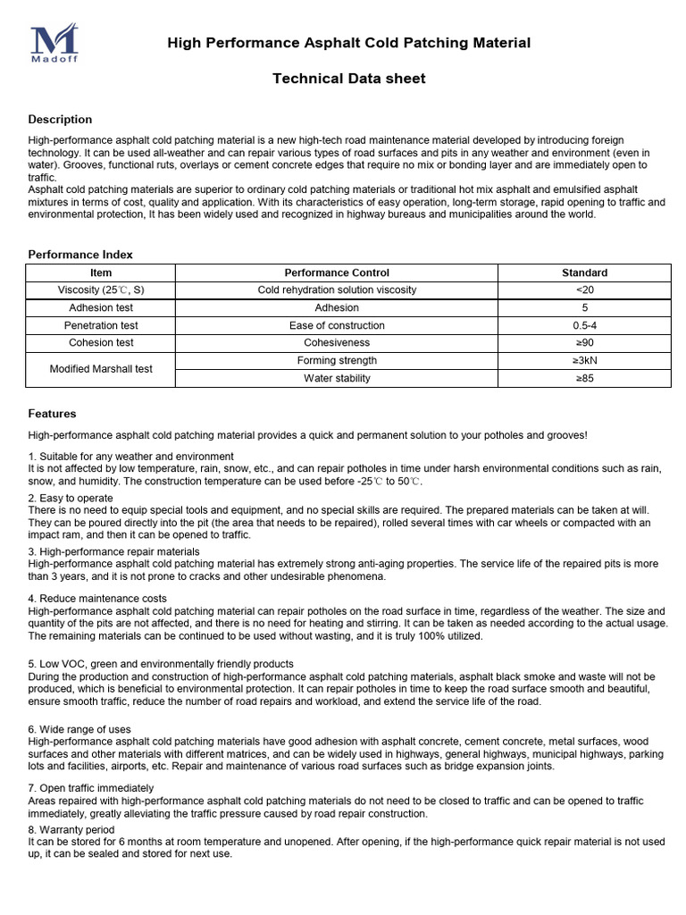 TDS-High Performance Asphalt Cold Patching Material (2024-09-13 06 - 46 ...