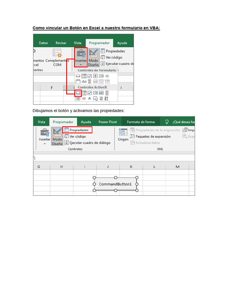 Como Vincular Un Botón en Excel A Nuestro Formulario en VBA | PDF