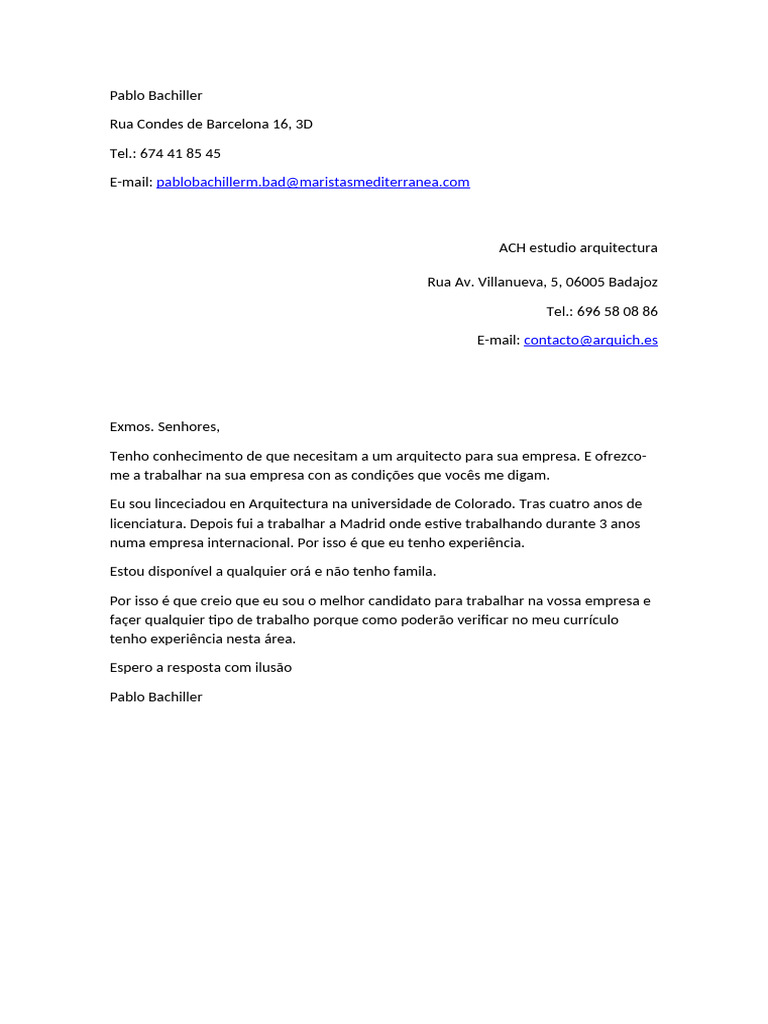 Carta de Candidatura | PDF | Carreira e Crescimento | Direito