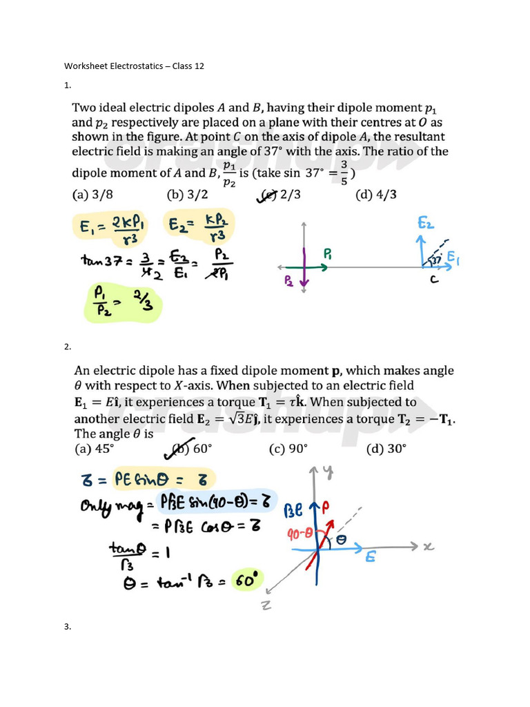Worksheet Electrostatics-2 | PDF