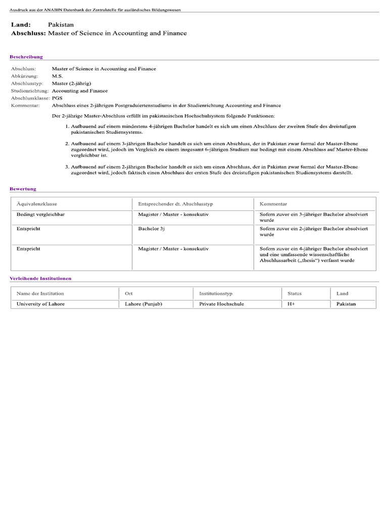 German Degree Equivalence | PDF