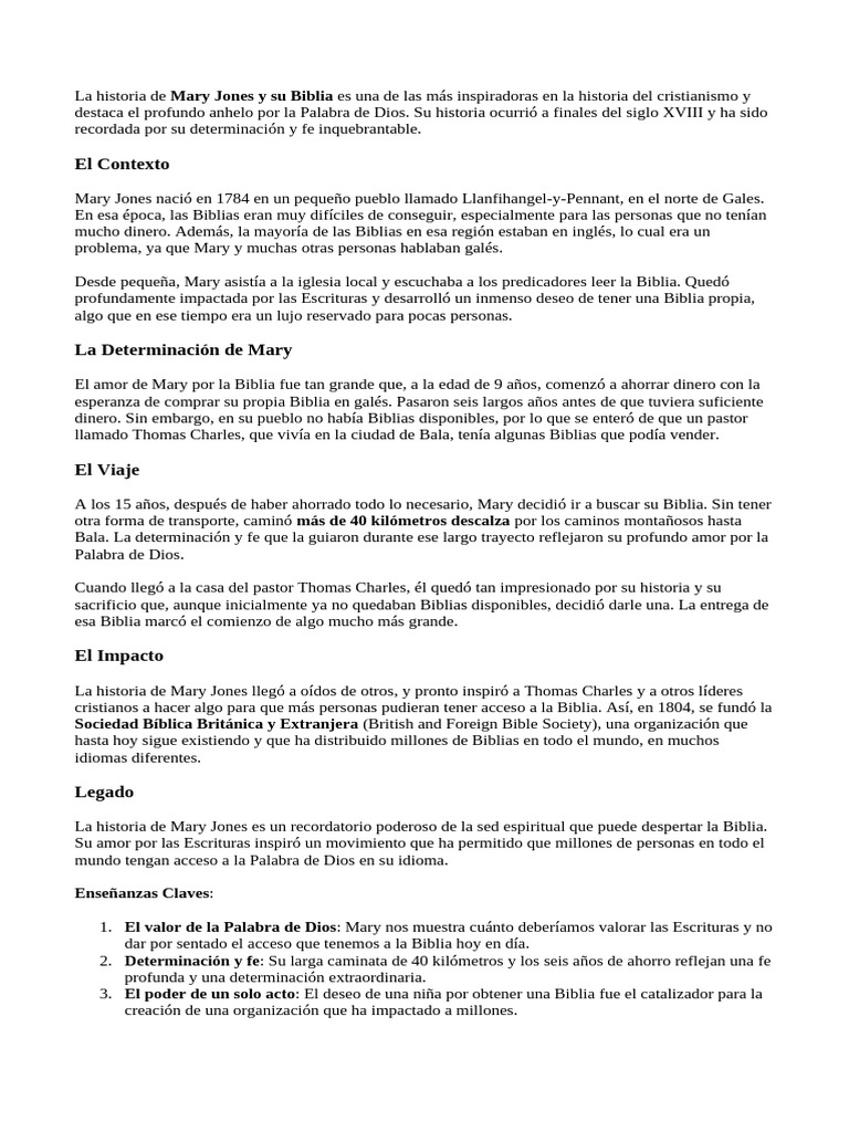 La Historia de Mary Jones y Su Biblia | PDF | Biblia | Amor