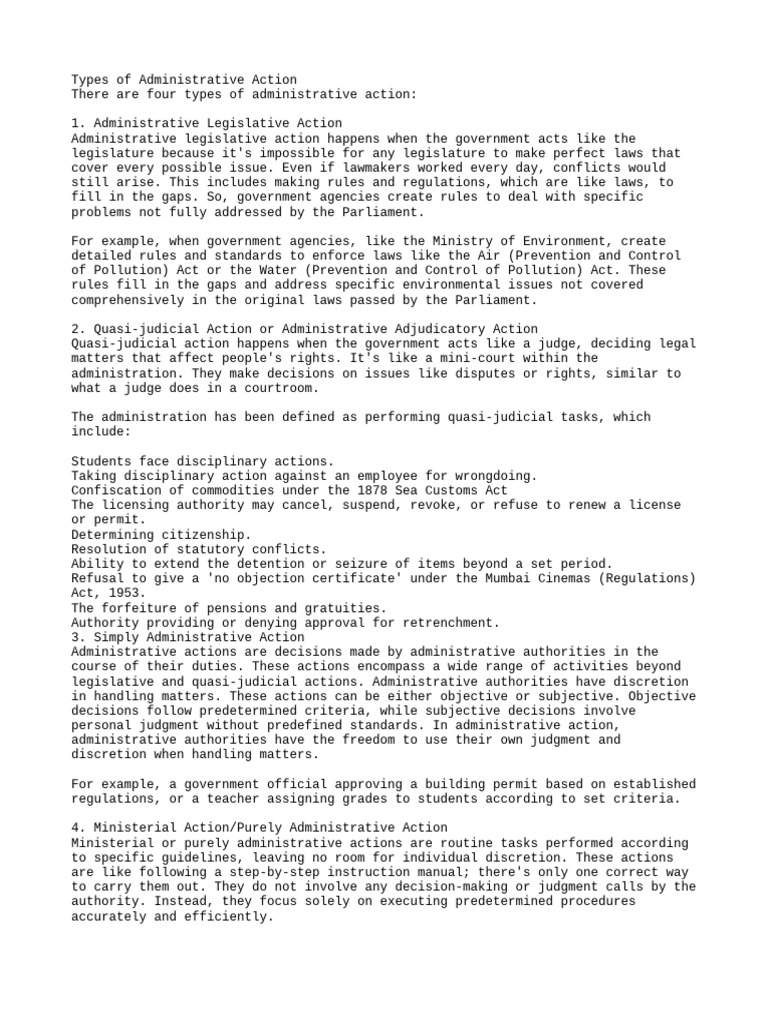 Types of Administrative Actions Explained | PDF | Judgment (Law) | Justice