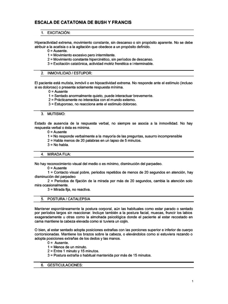 Escala Bush y Francis | PDF | Enfermedades y trastornos | Medicina CLINICA