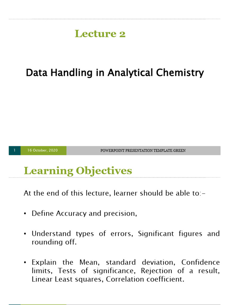 Lecture 2 Data Handling CHE 340 | PDF | Accuracy And Precision | Significant Figures