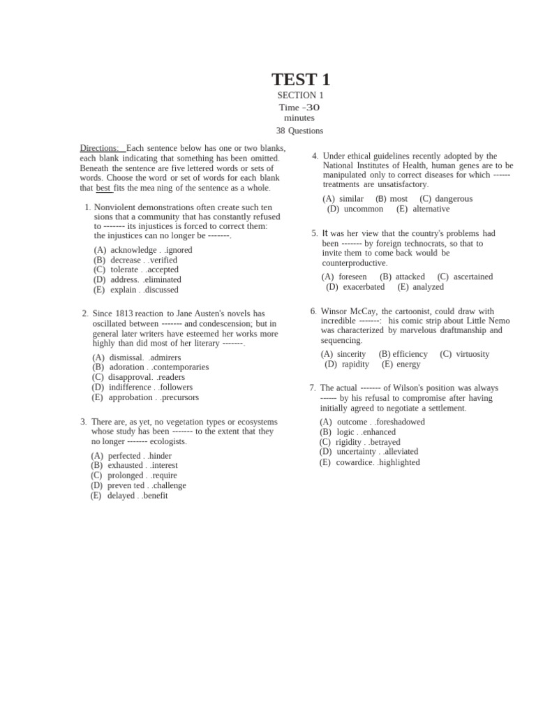 Test 1-10 | PDF | Young Adult
